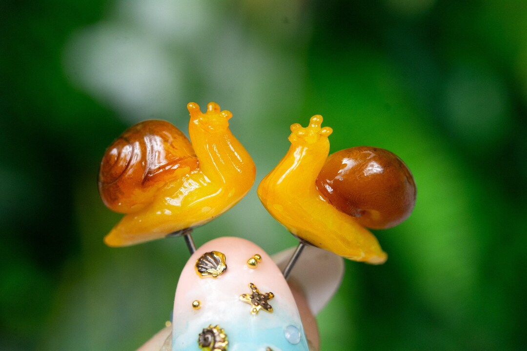 Golden Brown Garden Snail Statement Earrings, Snail Jewelry ...