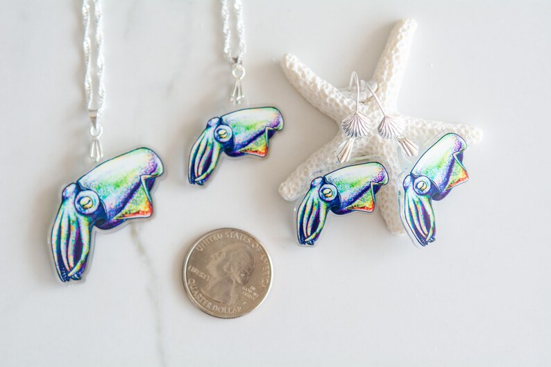 Rainbow Squid Jewelry Cephalopod Earrings Squid Necklace - Etsy