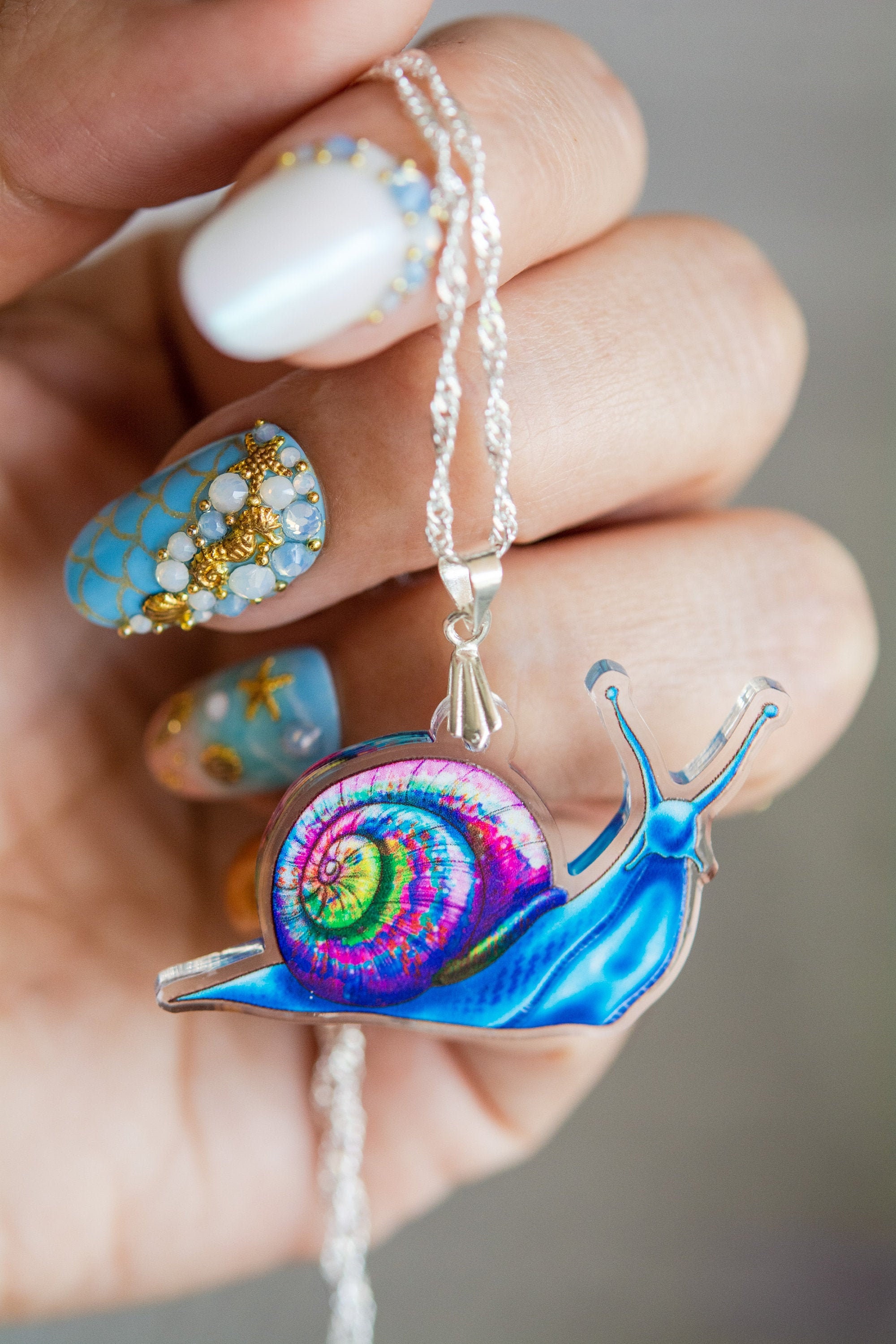 Galaxy snail pendants Snail earrings snail gift Recycled | Etsy