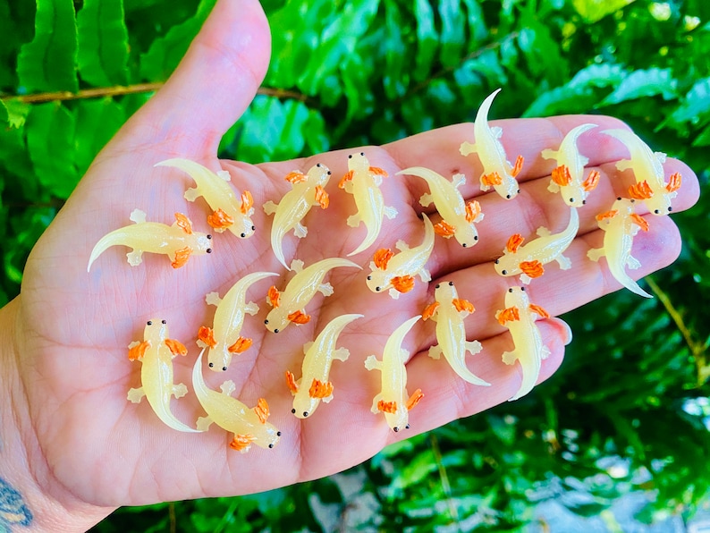 Golden Glow in the Dark Copper Axolotl Earrings Miniature - Etsy