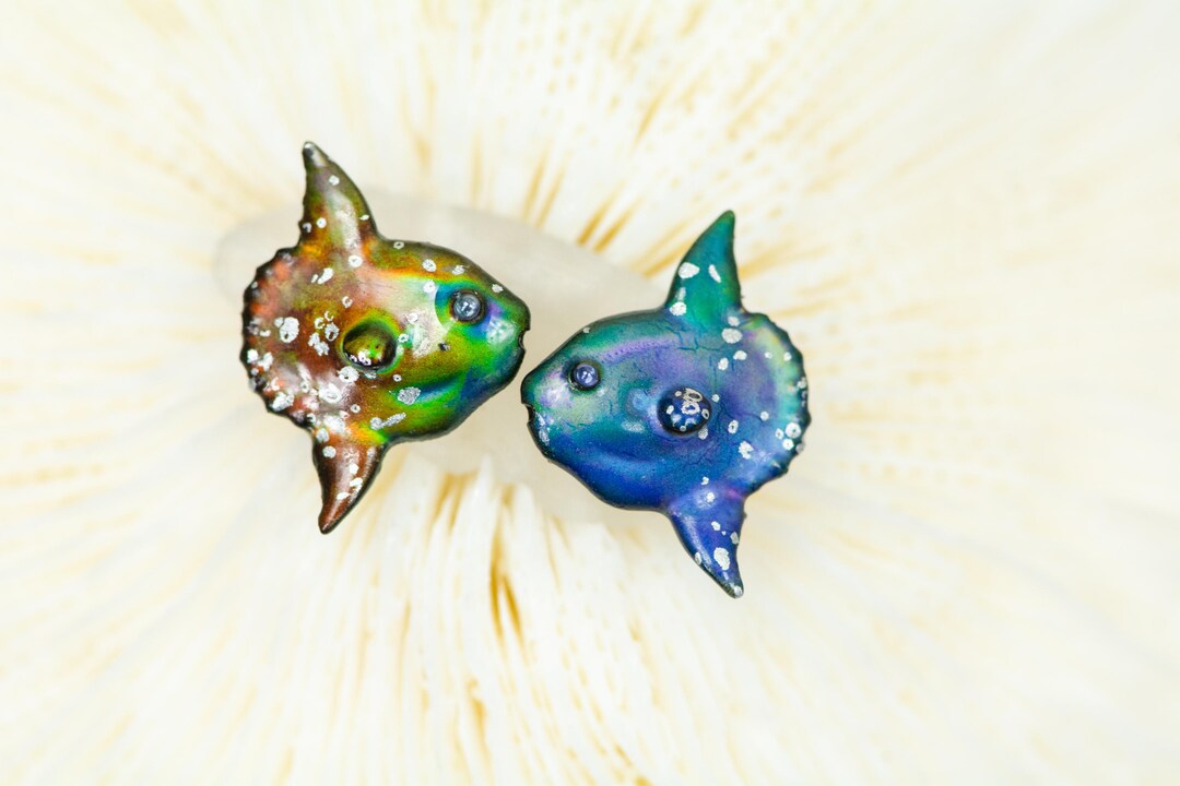 Rainbow Mood Color Changing Mola Mola Sunfish Earrings on Titanium ...