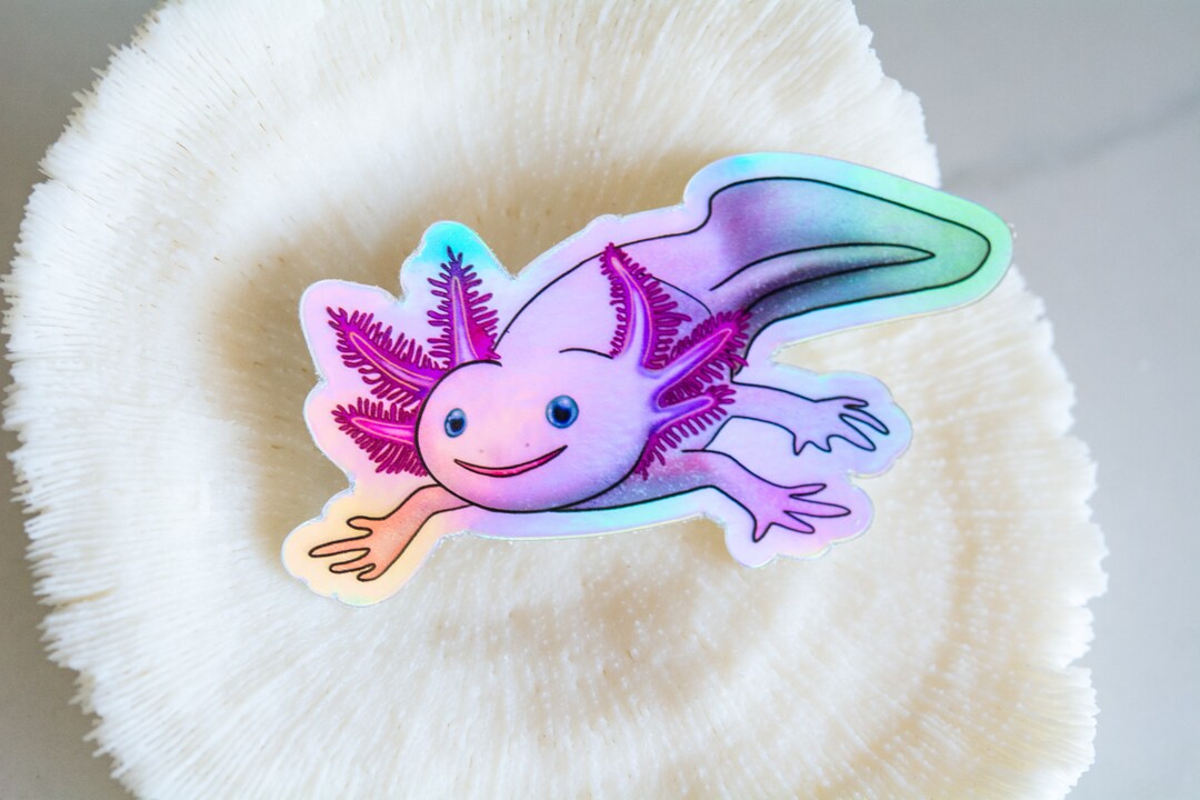 Holographic Axolotl Sticker, Weather Resistant, Holographic Sticker ...