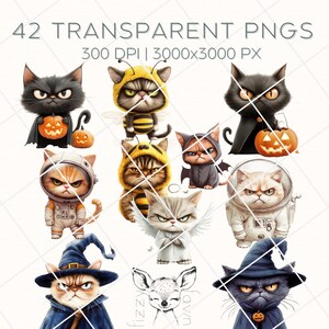 Cats Halloween Costumes Clipart Pack | Fall Cat Kitten | Funny Cat ...