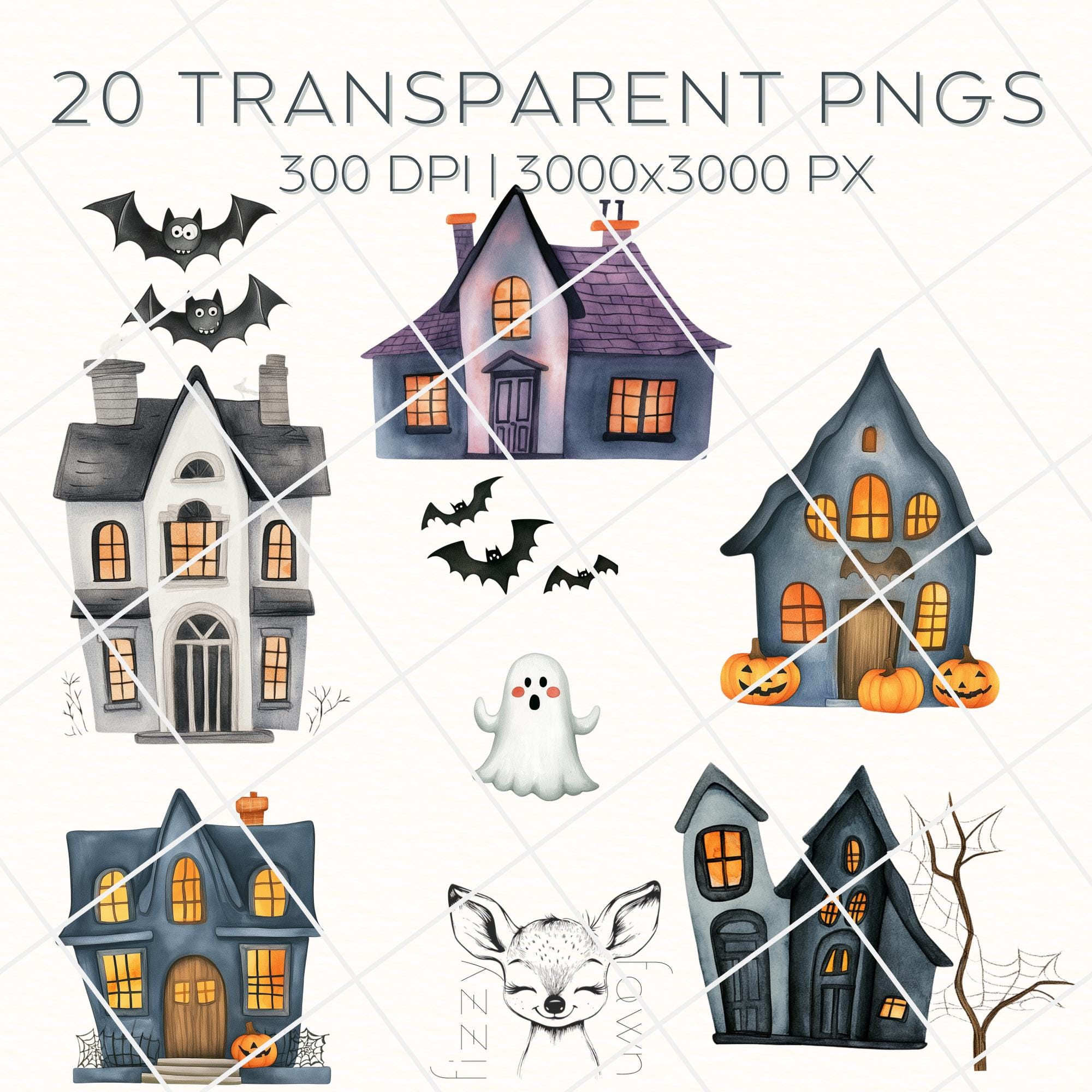Haunted Houses Clipart Pack | Adorable Water Color Style Homes and ...