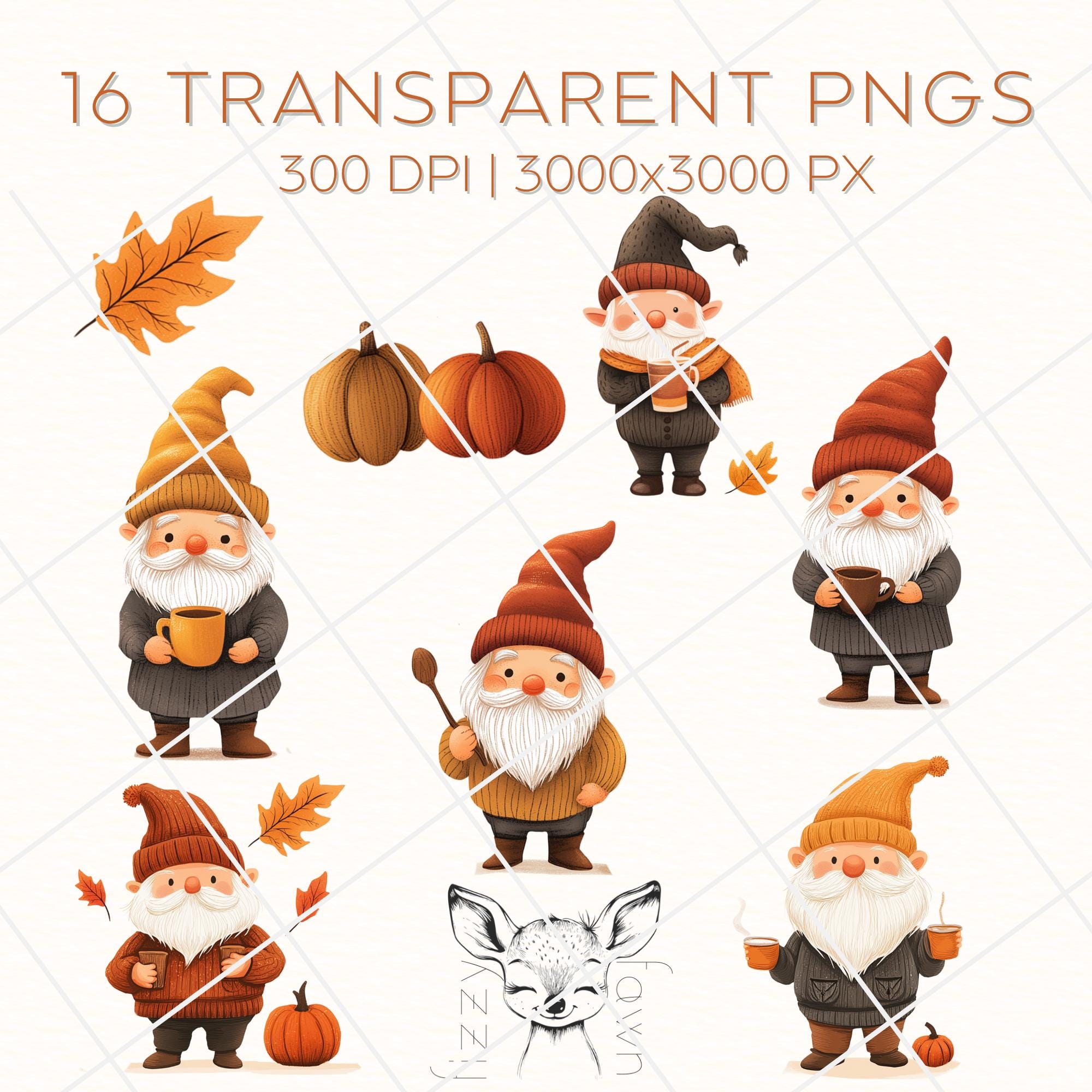 Fall Gnomes Clipart Pack | Fun & Playful Gnomes With Warm Fall Drinks ...