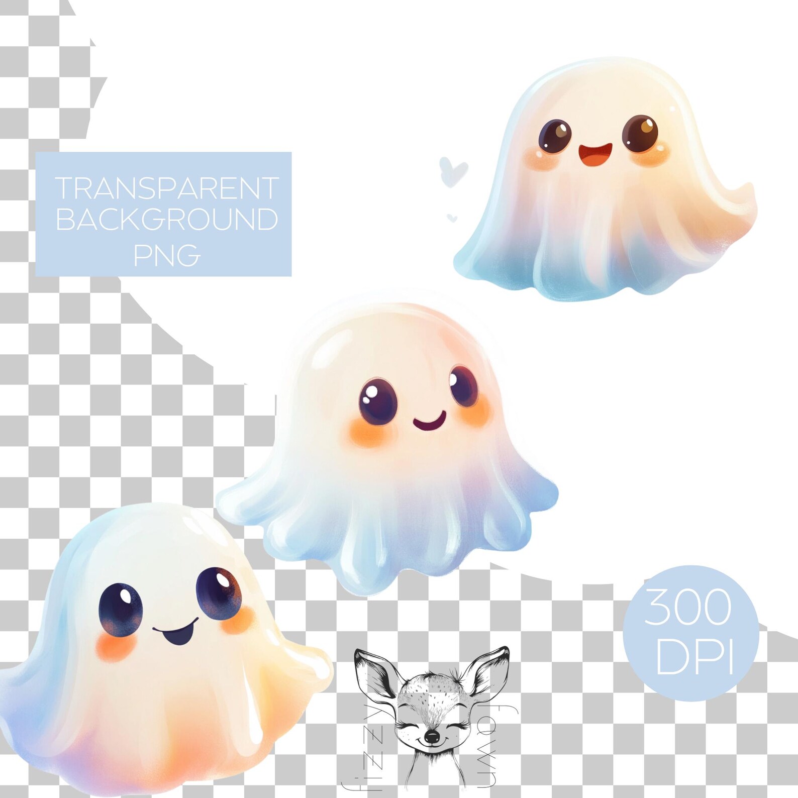 Adorable Happy Cartoon Ghosts Clipart Pack | Fun & Playful Expressive ...