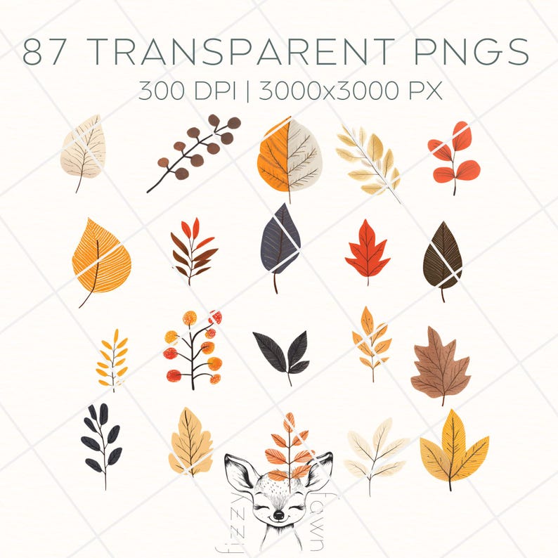 Modern Fall Leaves Clipart Pack | Autumn Foliage | Minimalist Leaf ...