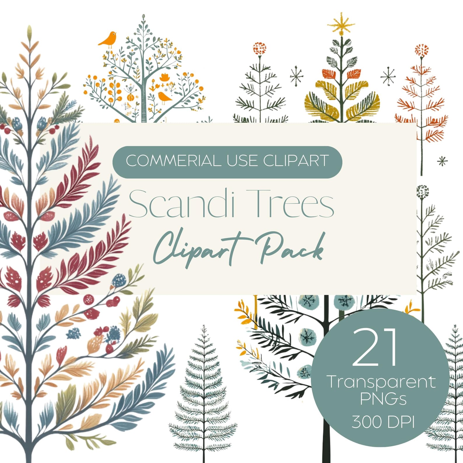 Scandi Trees Clipart Pack | Minimalist Scandinavian Christmas Tree ...