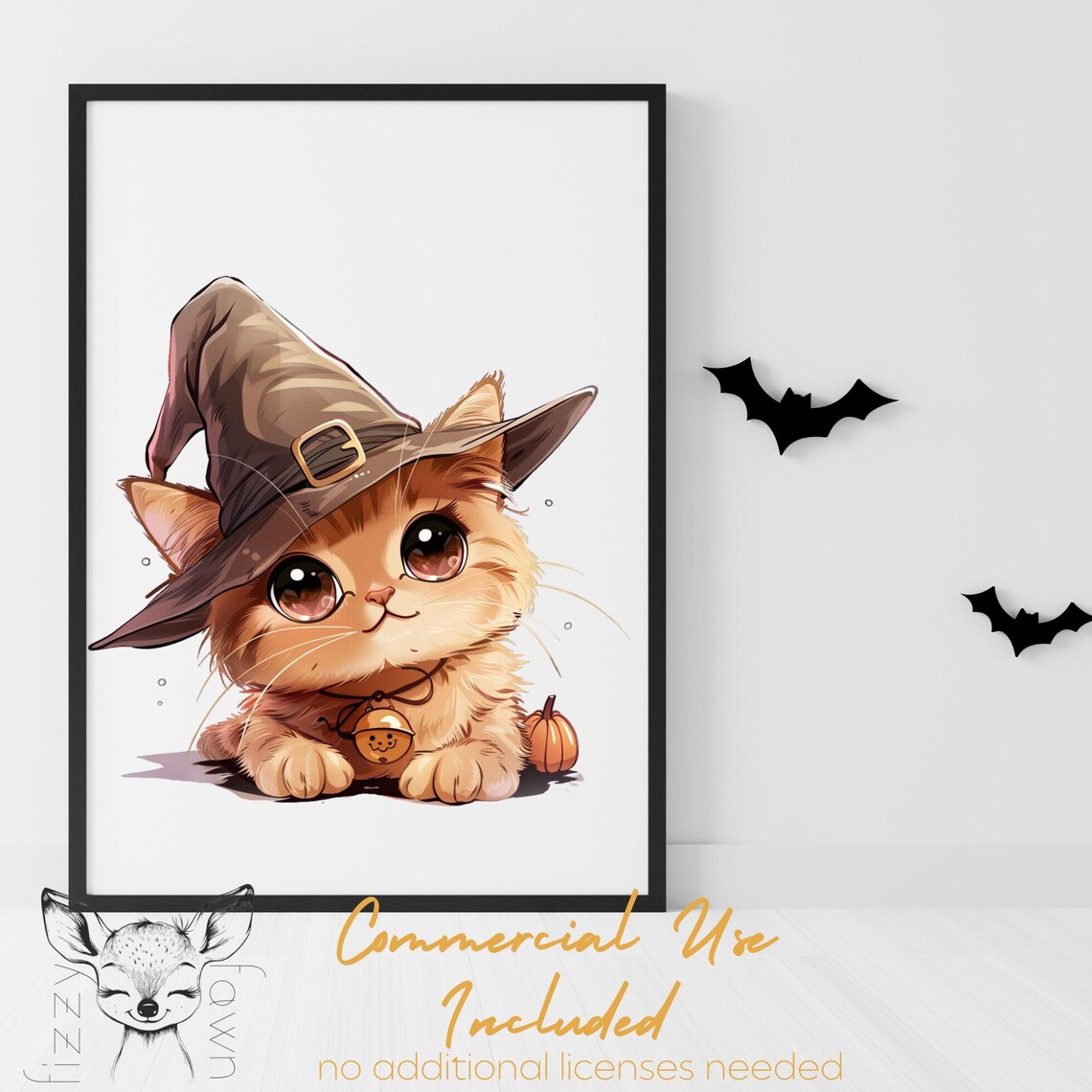 Cute Halloween Cat Clip Art | Single PNG Image | Adorable Witch Wizard ...