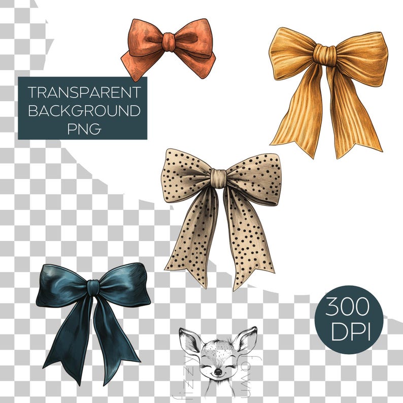 Vintage Bows Clipart Pack | Multi Color and Pattern Classic Bow ...