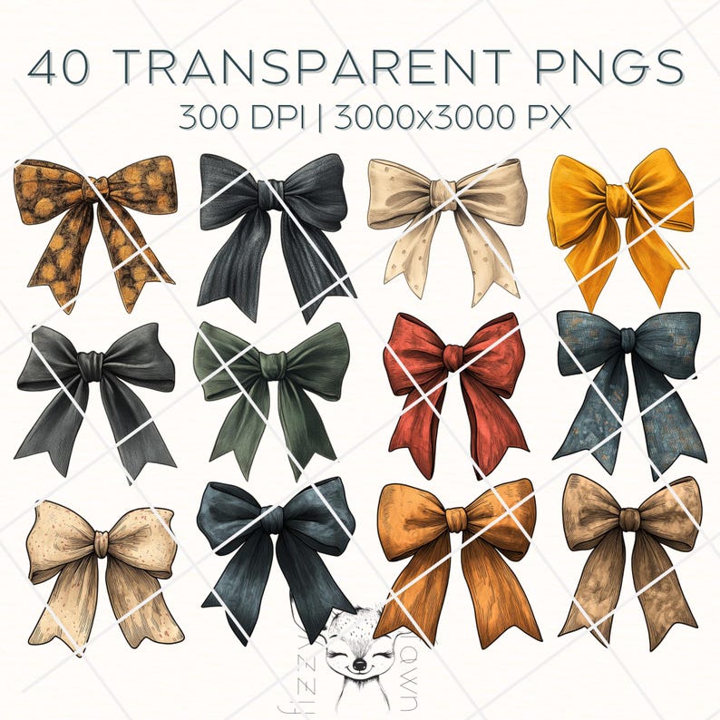 Vintage Bows Clipart Pack | Multi Color and Pattern Classic Bow ...