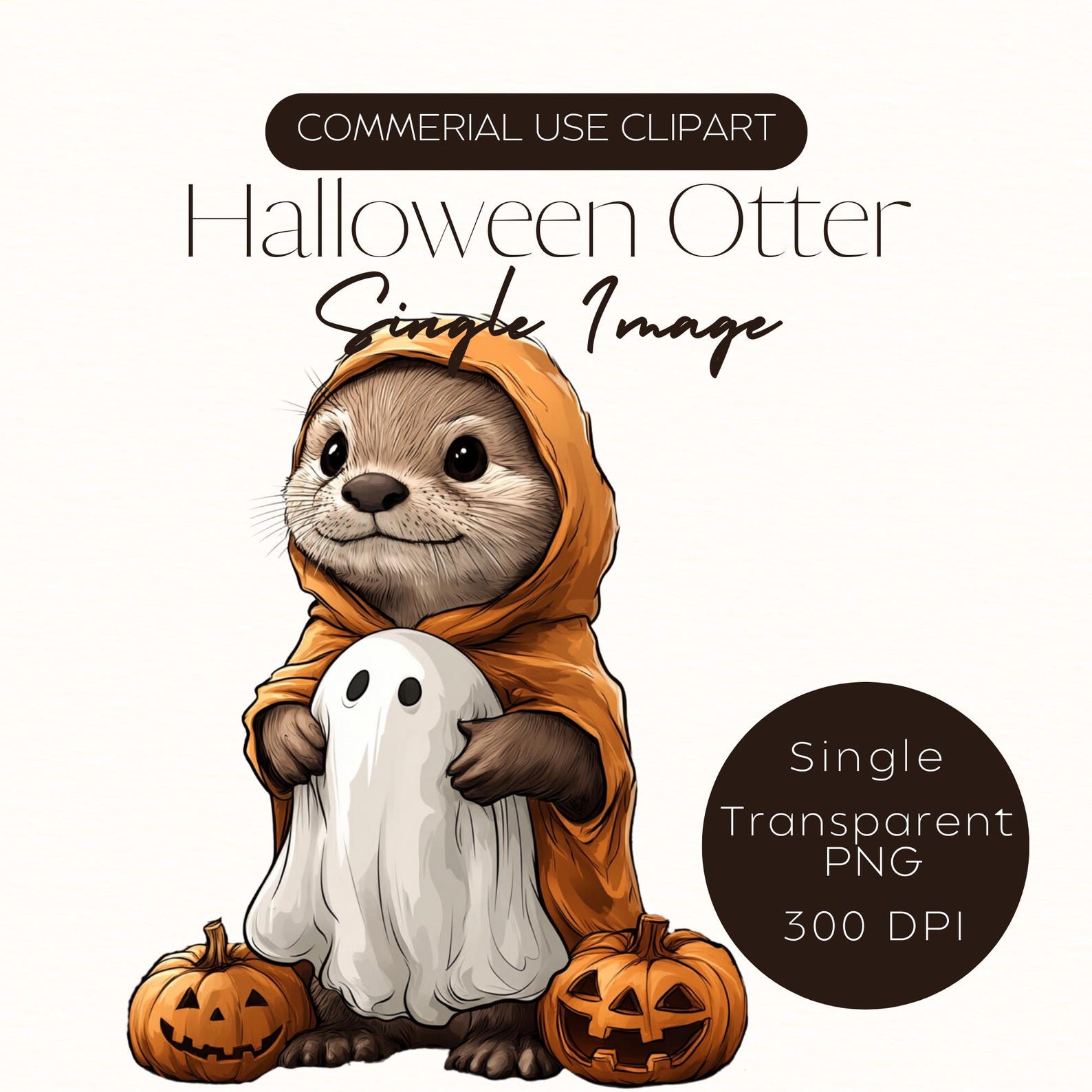 Halloween Otter | Adorable Otter Holding Cute Ghost | Jack O' Lantern ...