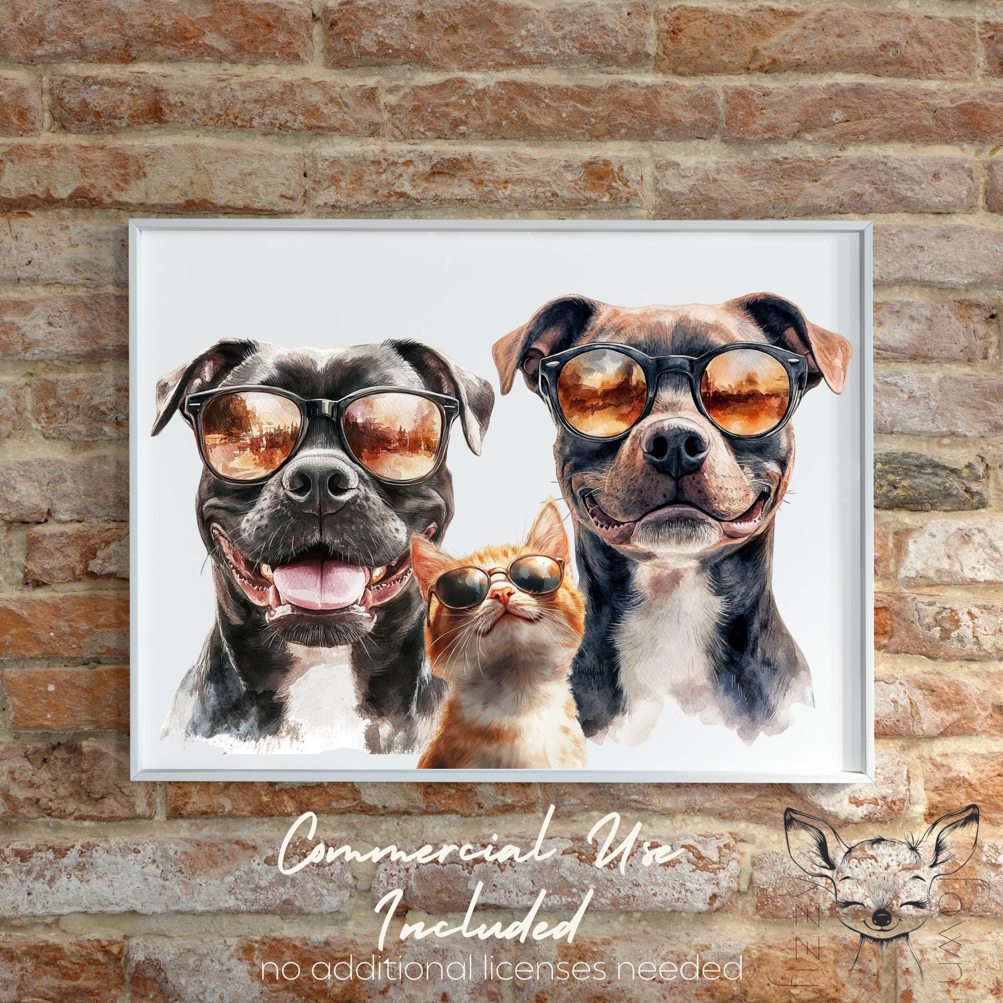 Animals in Sunglasses Clipart Pack | Adorable and Funny | Dog Cat Bird ...