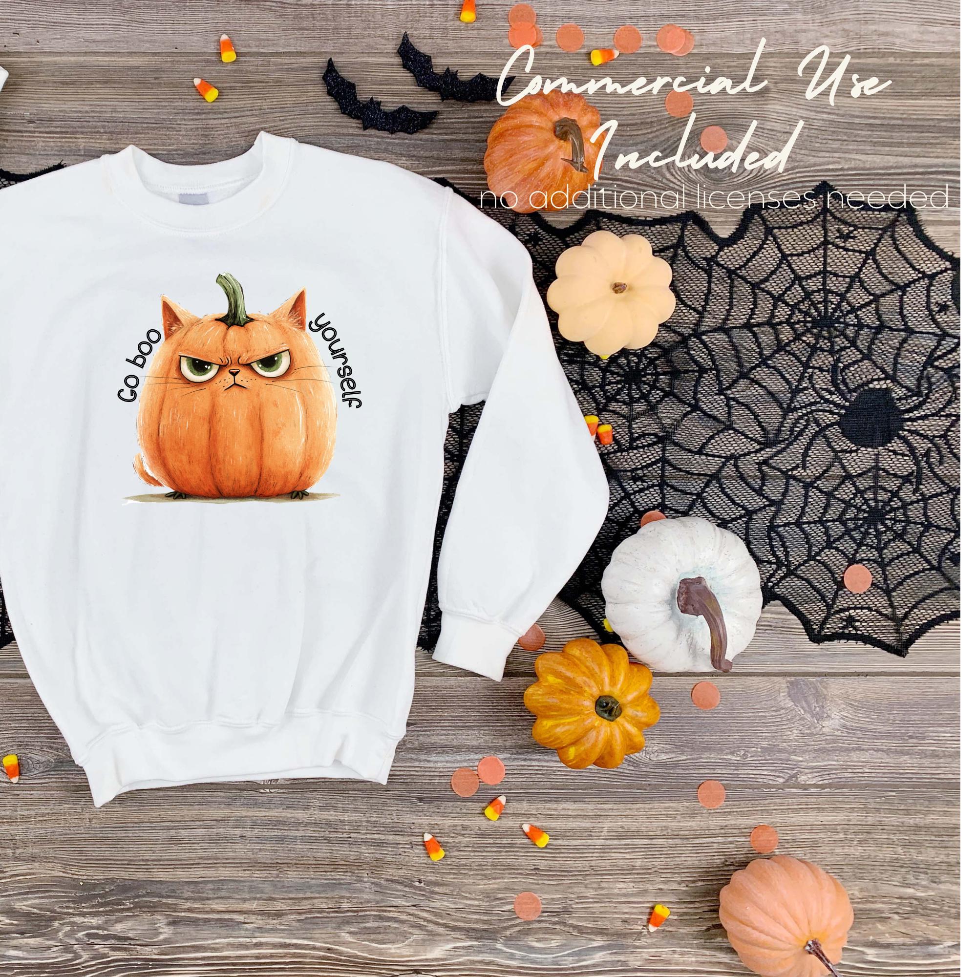Pumpkin Cat Clip Art | Single PNG Image | Funny Halloween Cat | 300 DPI ...