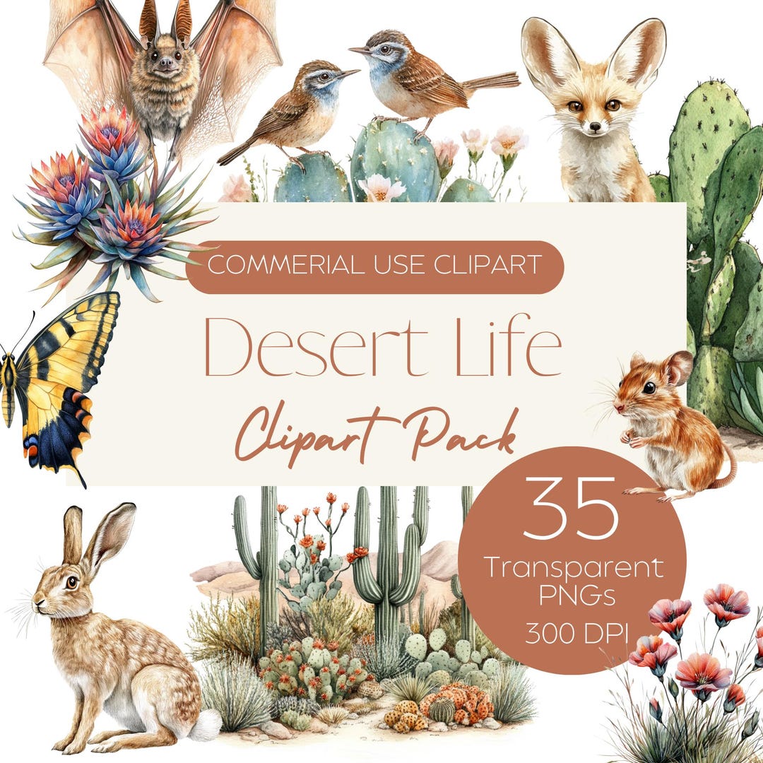 Desert Life Elements Clipart Pack | Southwest Boho Style| Animals ...