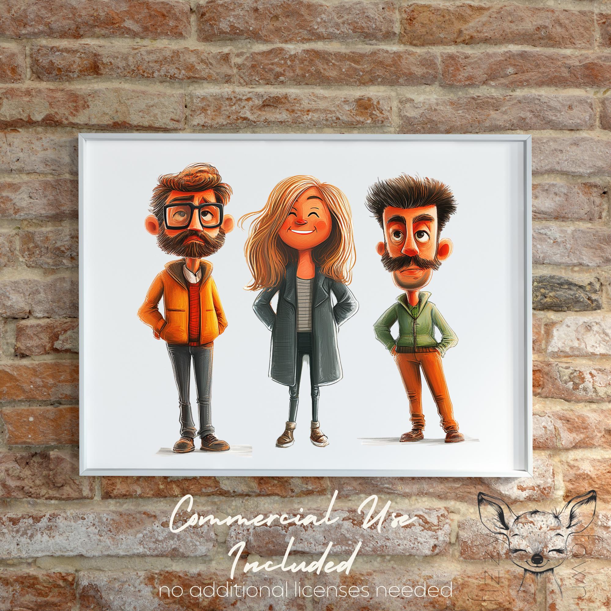 Quirky Cartoon People Clipart Pack | Peculiar People Caricature | Funky ...