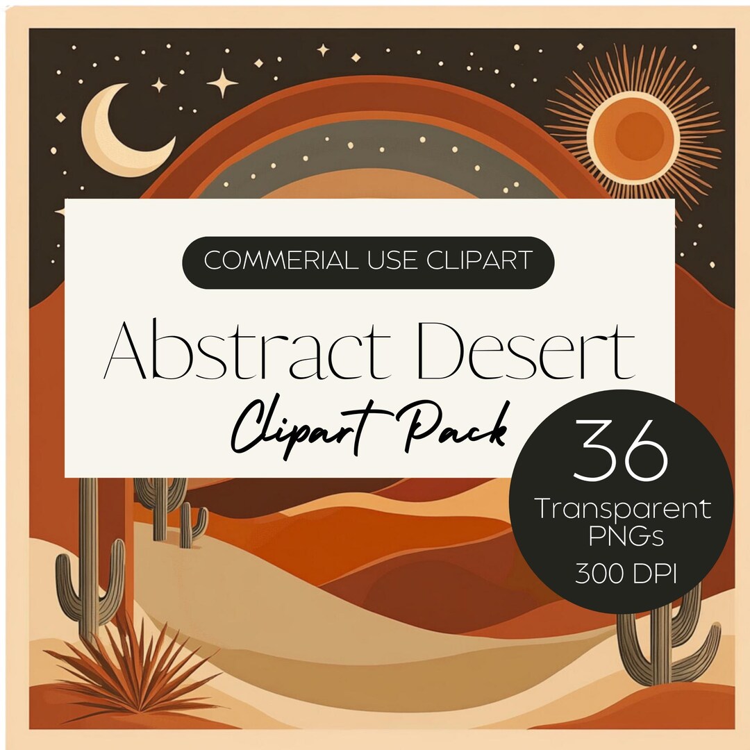 Desert Life Abstract Art Clipart Pack | Geometric Landscape Graphics ...