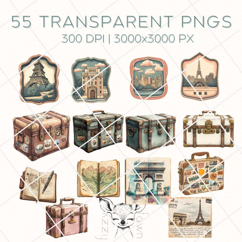 Vintage Travel Clipart Pack | Retro Nostalgia Adventure Essentials ...