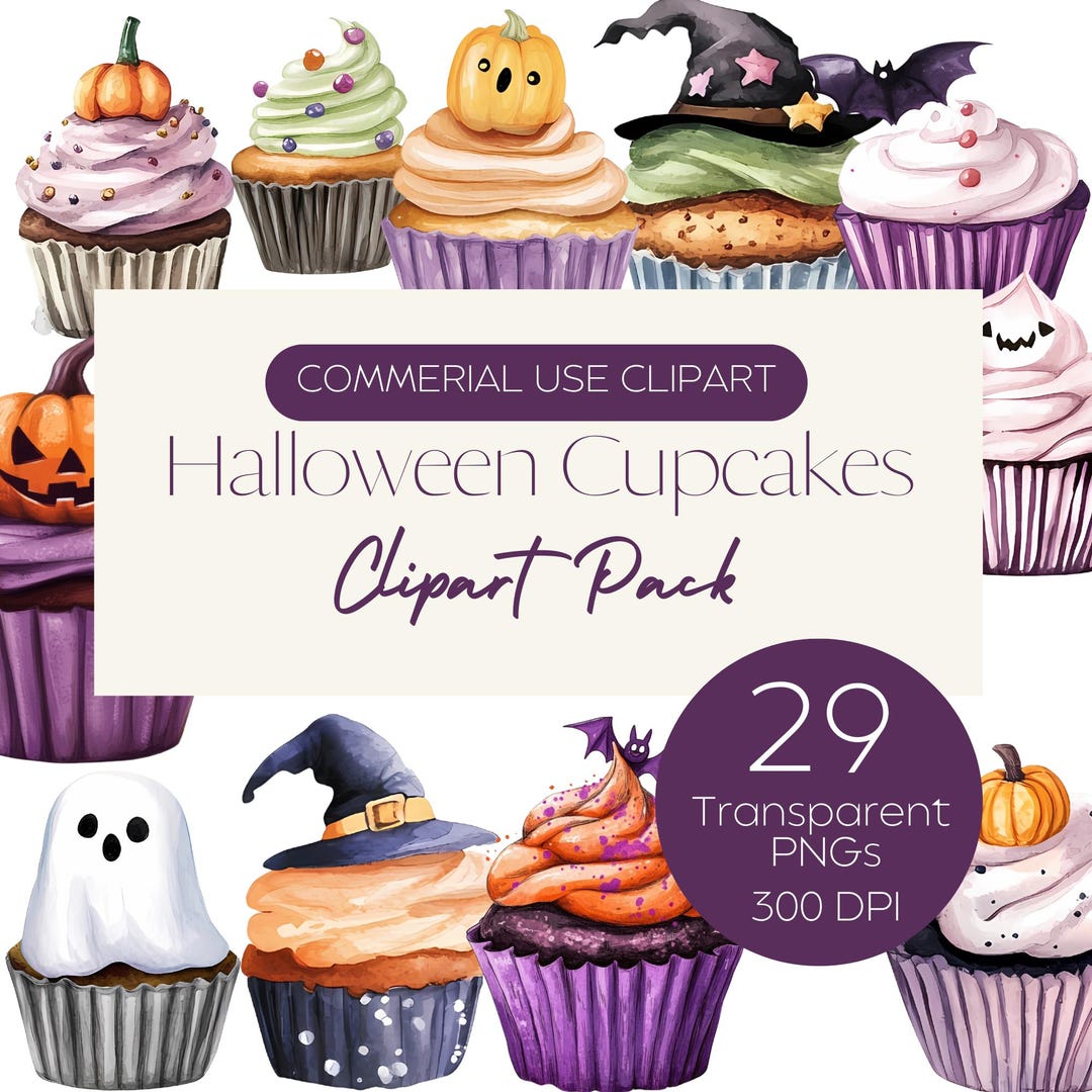 Halloween Cupcakes Clipart Pack | Fall Sweet Treats |transparent ...