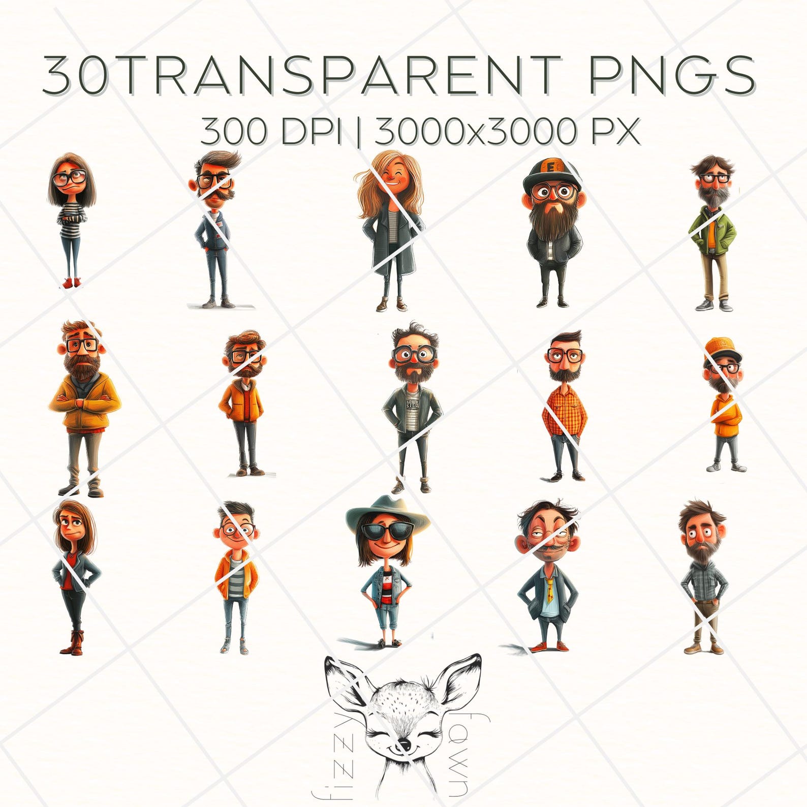 Quirky Cartoon People Clipart Pack | Peculiar People Caricature | Funky ...