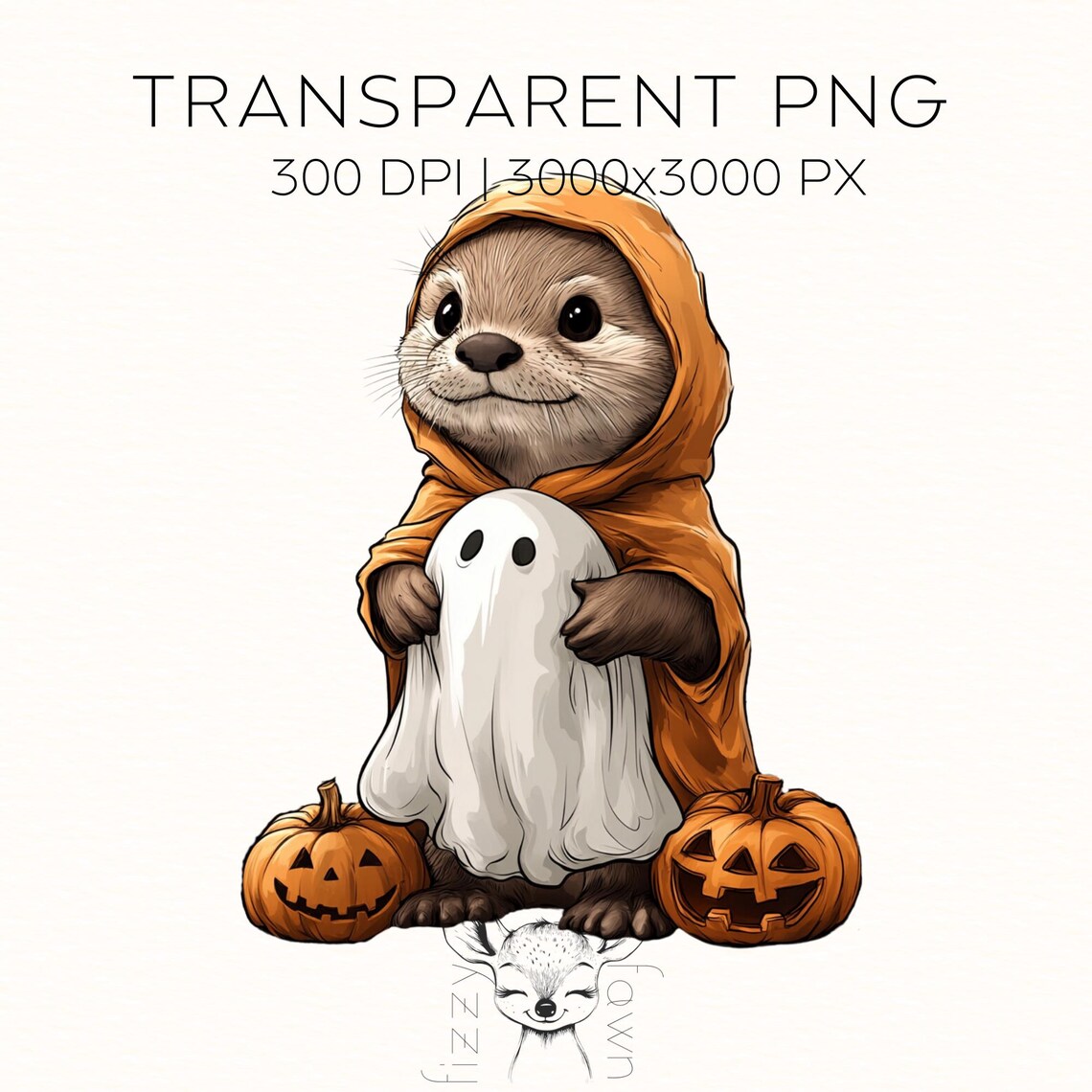 Halloween Otter | Adorable Otter Holding Cute Ghost | Jack O' Lantern ...