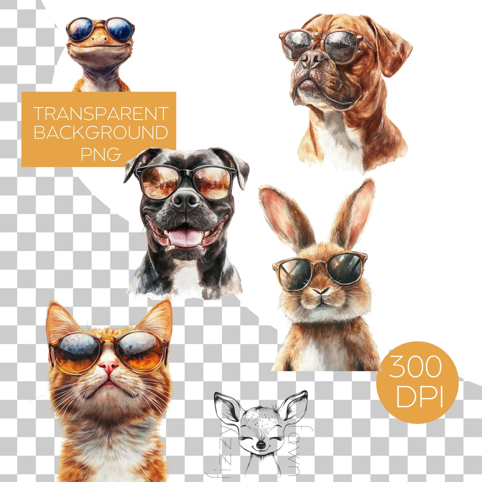 Animals in Sunglasses Clipart Pack | Adorable and Funny | Dog Cat Bird ...