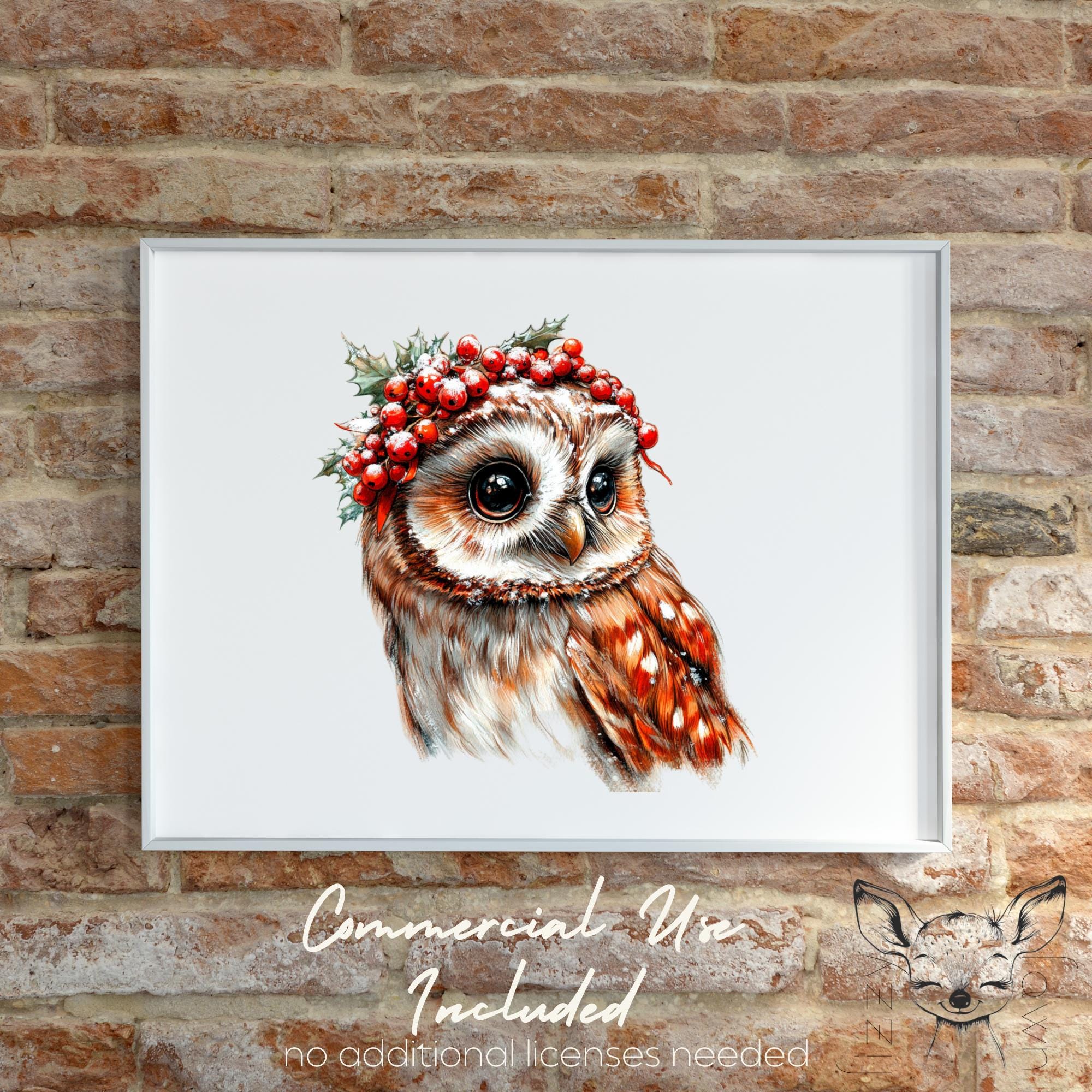 Festive Owls Clipart Pack | Cute Watercolor Christmas Owl | Santa Hat ...