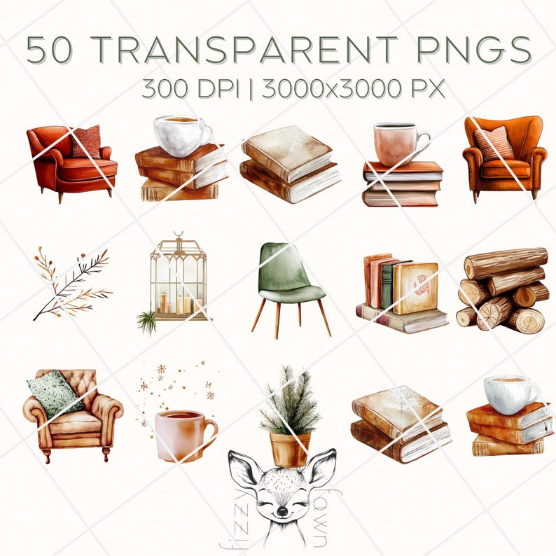 Hygge Winter Clipart Pack | Cozy Elements With Green and Rust Palette ...