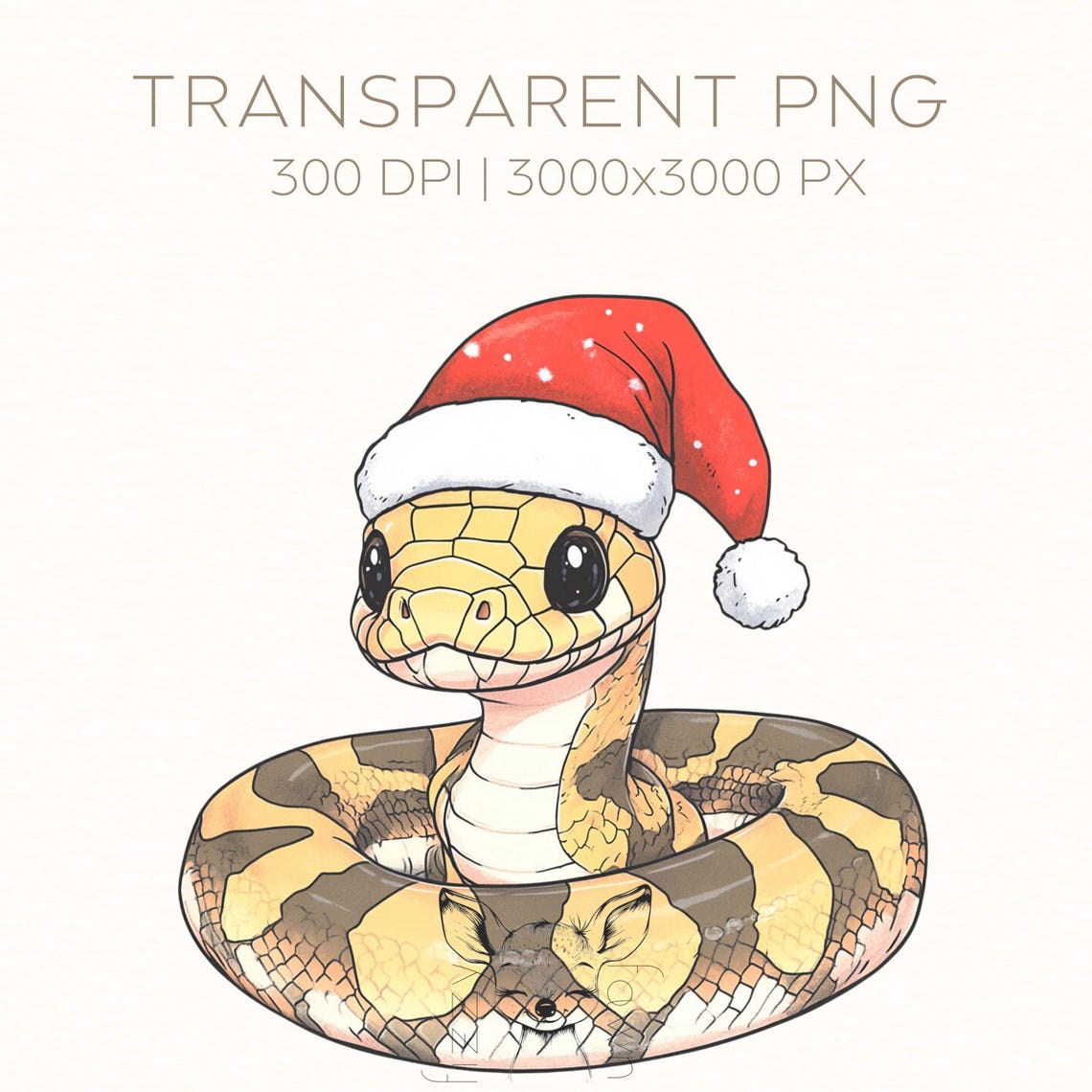Snake Santa PNG | Cute Cartoon Holiday Clipart | Christmas Animal ...