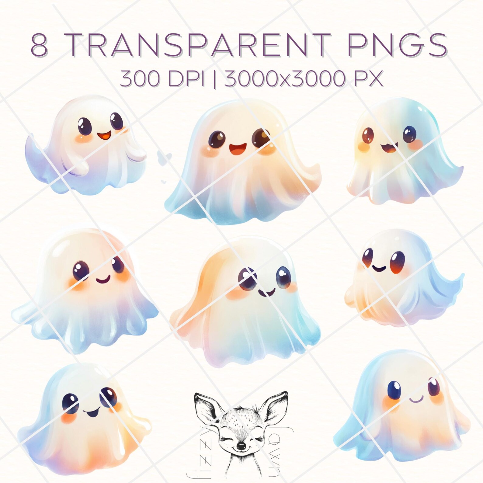 Adorable Happy Cartoon Ghosts Clipart Pack | Fun & Playful Expressive ...