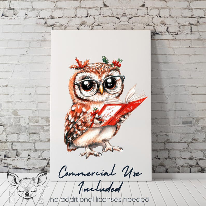 Festive Owls Clipart Pack | Cute Watercolor Christmas Owl | Santa Hat ...