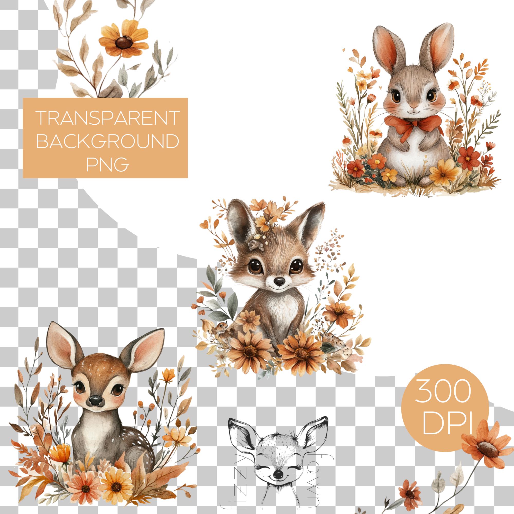 Floral Autumn Woods Clipart Pack | Beautiful Boho Fall Woodland ...