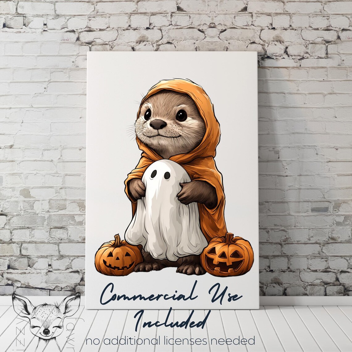 Halloween Otter | Adorable Otter Holding Cute Ghost | Jack O' Lantern ...