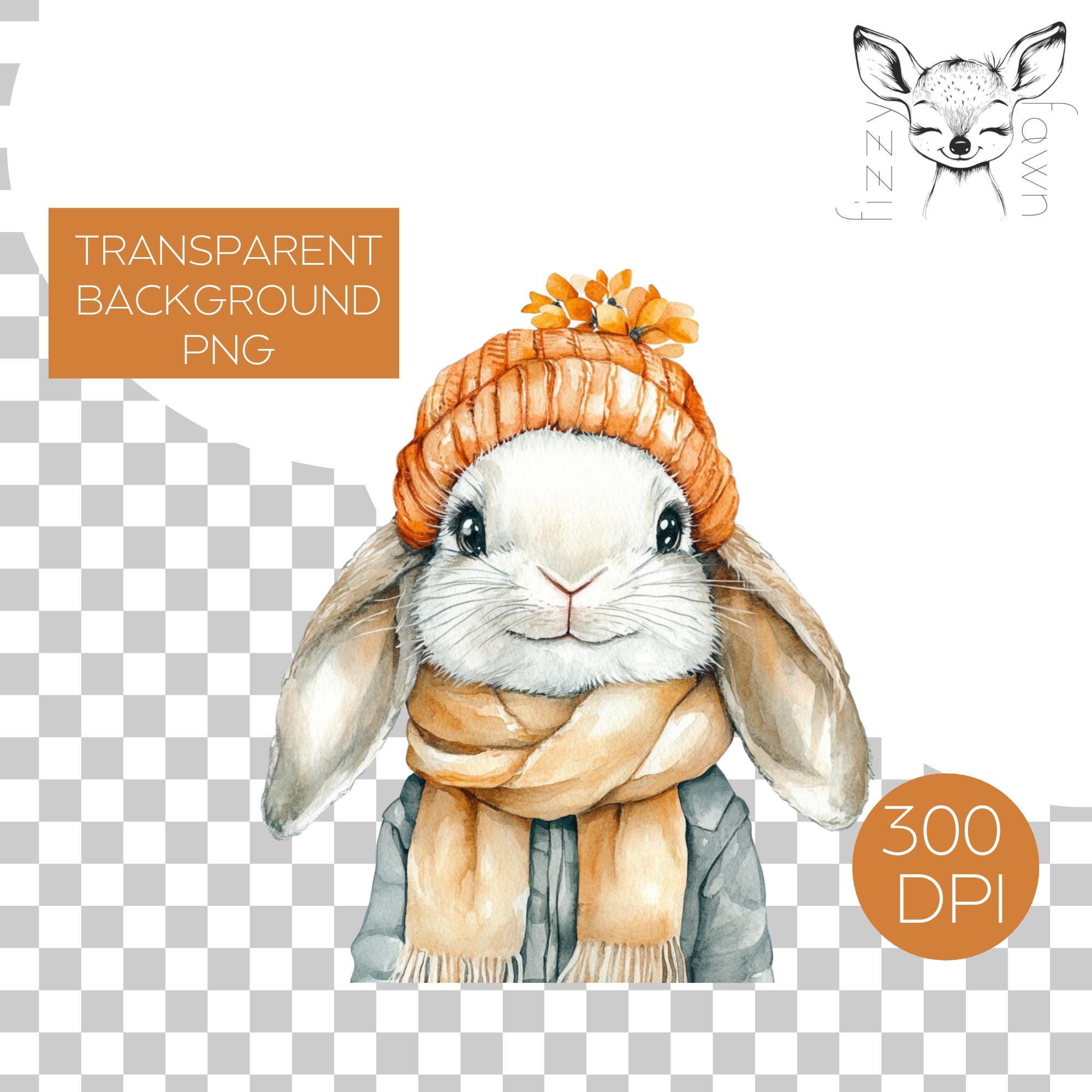 Winter Bunny | Adorable Holiday Rabbit Clipart | Cute Bunny in Orange ...