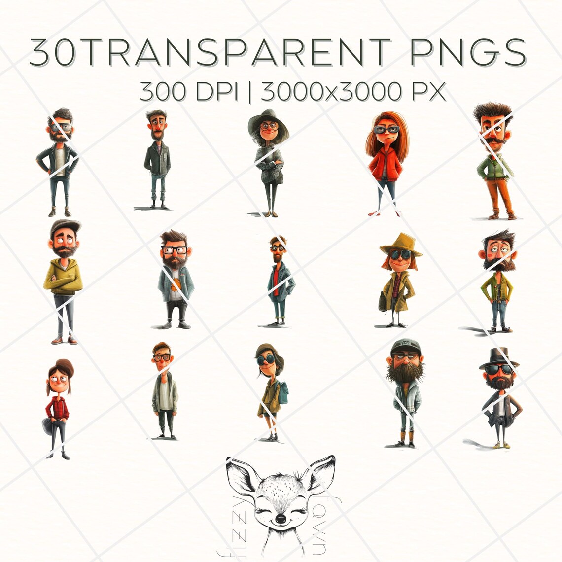 Quirky Cartoon People Clipart Pack | Peculiar People Caricature | Funky ...