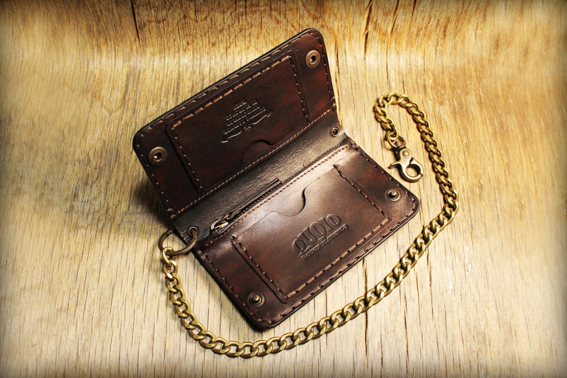 Biker Wallet Mens Chain Wallet Leather Wallet Chain Wallet | Etsy