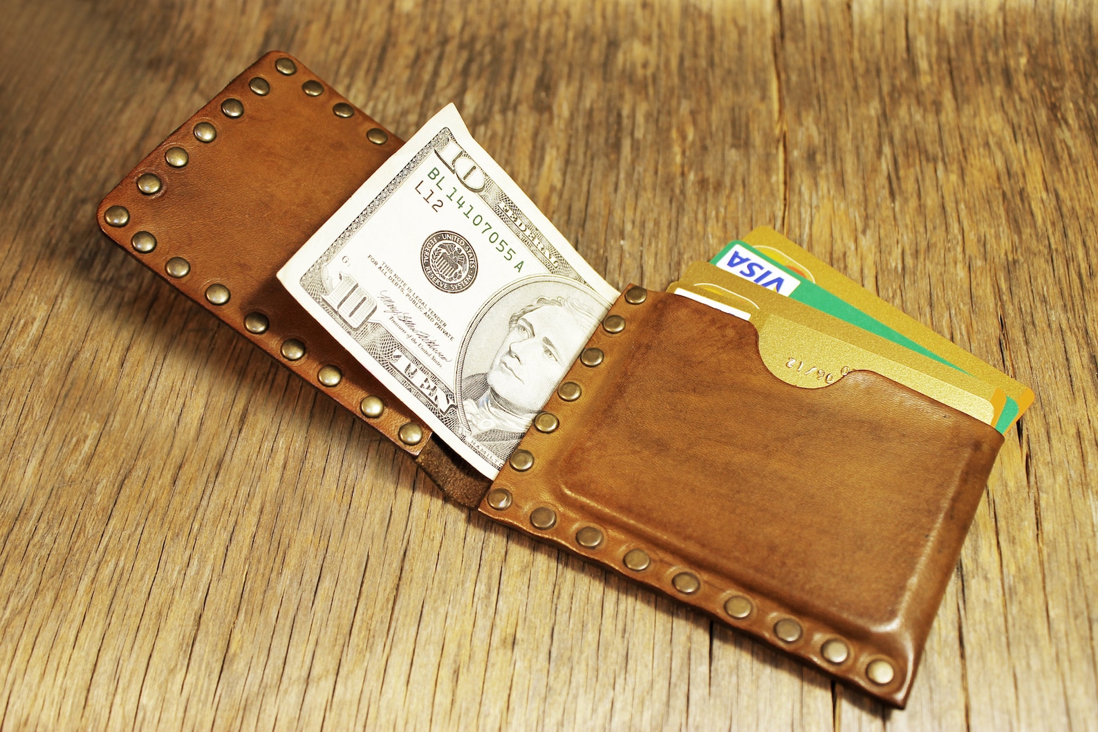 Italian Handmade Credit Card Minimal Wallet With Studs, Art.wm057 - Etsy