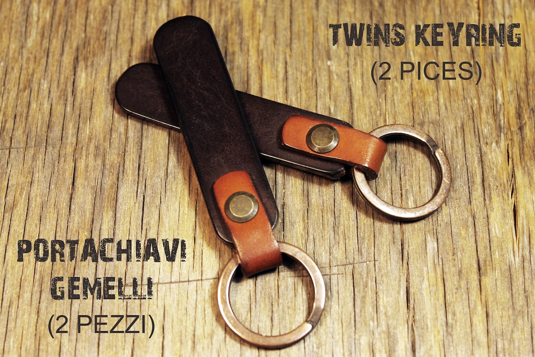 Twins Keyring, Double Key Ring, Leather Keyring, Leather Keychain ...