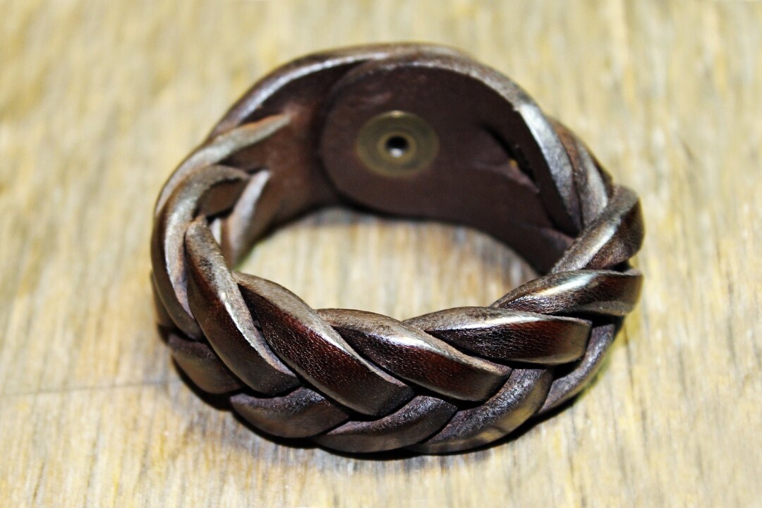 Handmade Braided Leather Bracelet: Unisex Tuscan Bull Leather Cuff - Etsy