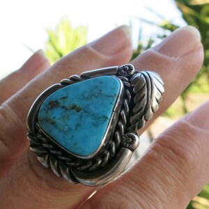Huge MORENCI TURQUOISE RING, Vintage Navajo, Signed & Sterling - Etsy