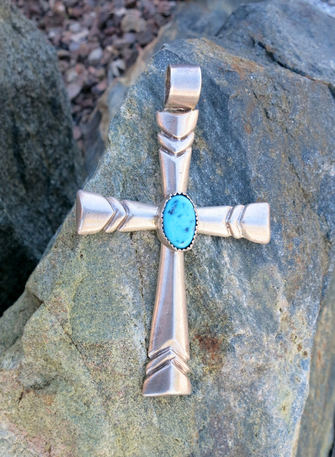 BIG NAVAJO CROSS Pendant Turquoise Handmade Vintage | Etsy