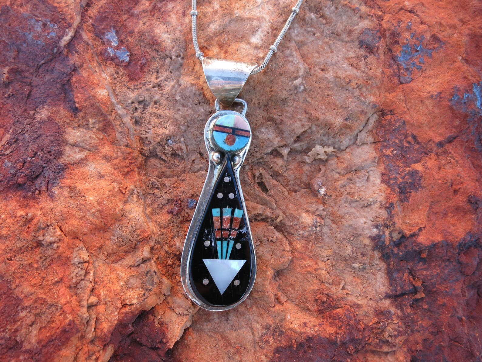 VINTAGE ZUNI PENDANT Inlay Arrow Signed & Stamped | Etsy