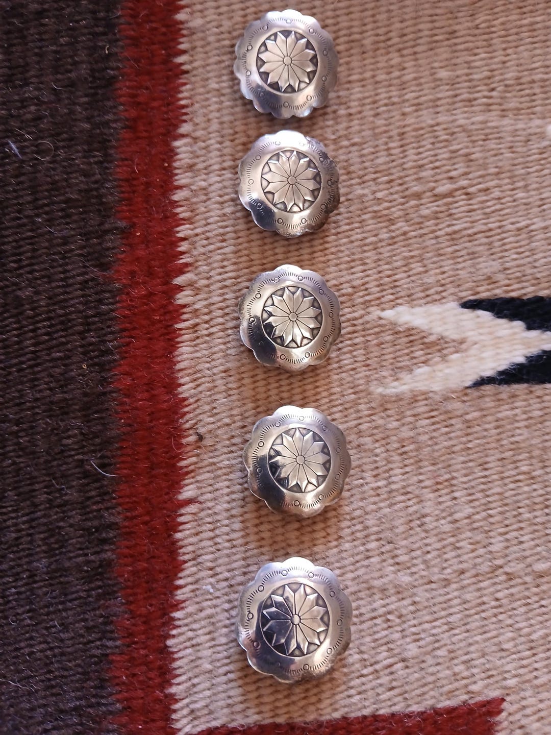 NAVAJO SCALLOPED SILVER Button Covers, Handmade, Sterling - Etsy