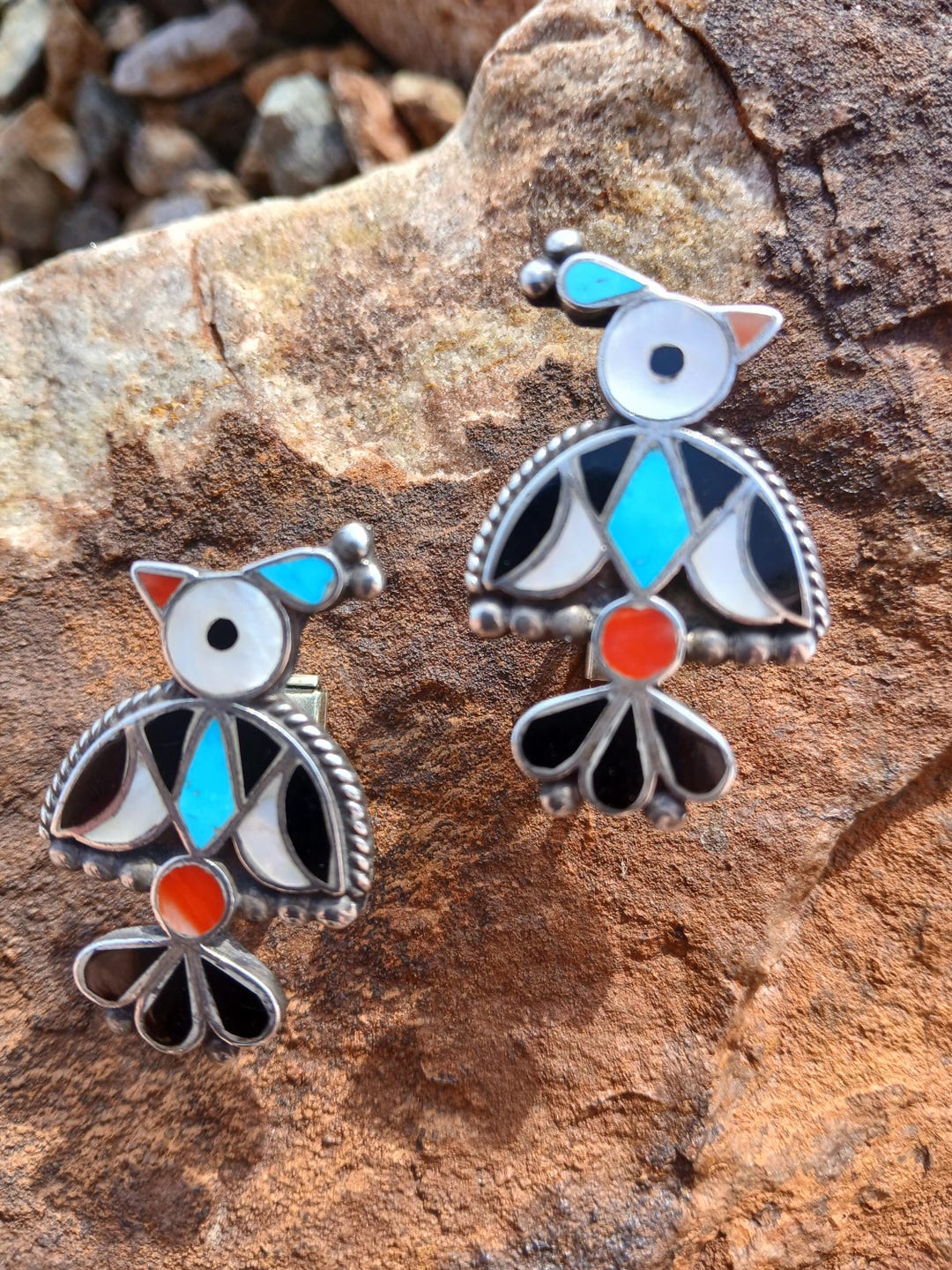 ZUNI CUFF LINKS, Excellent Inlay, Turquoise, Coral, Jet, Sterling ...