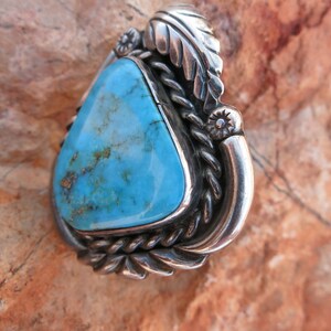 Huge MORENCI TURQUOISE RING, Vintage Navajo, Signed & Sterling - Etsy