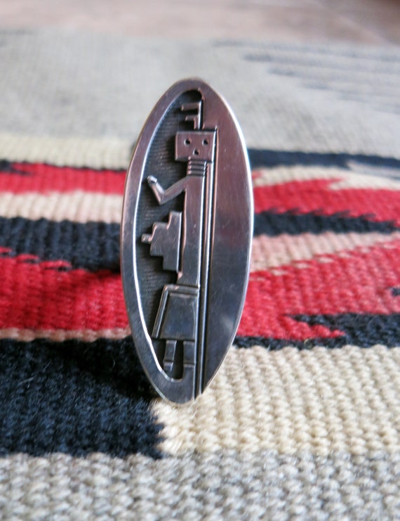 Big HOPI YEI MAN Ring Size 10 3/4 Signed & Sterling | Etsy