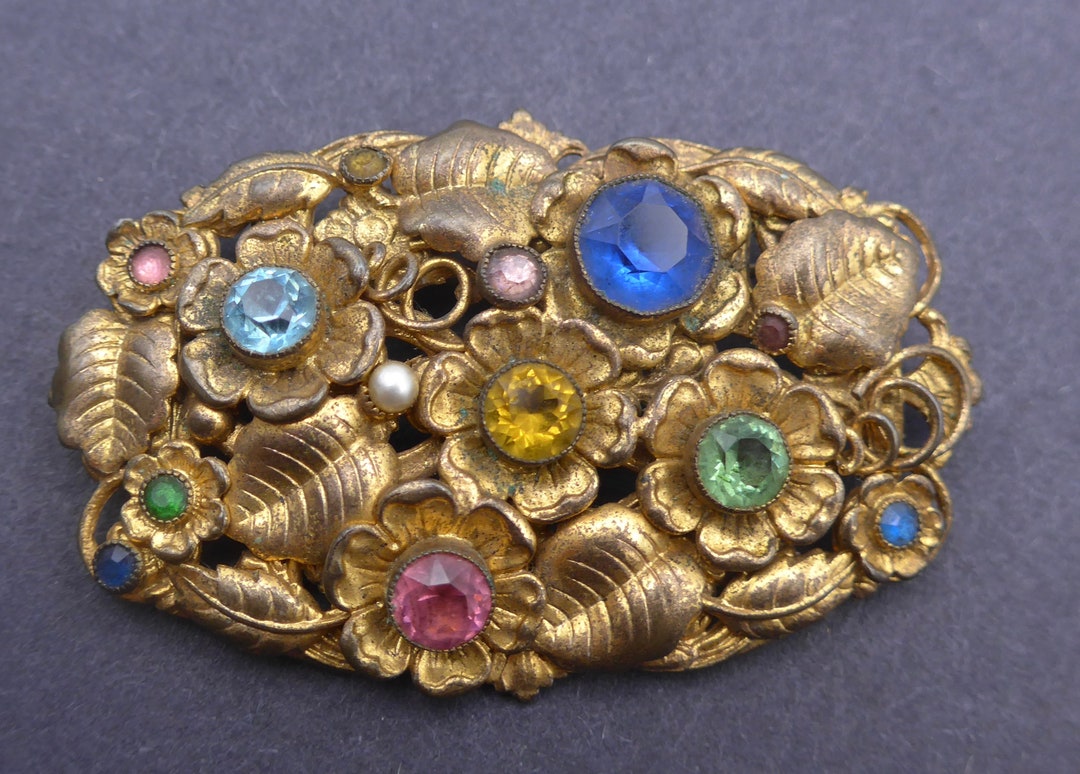 Vintage Neiger Flower Glass Brooch Pin - Etsy