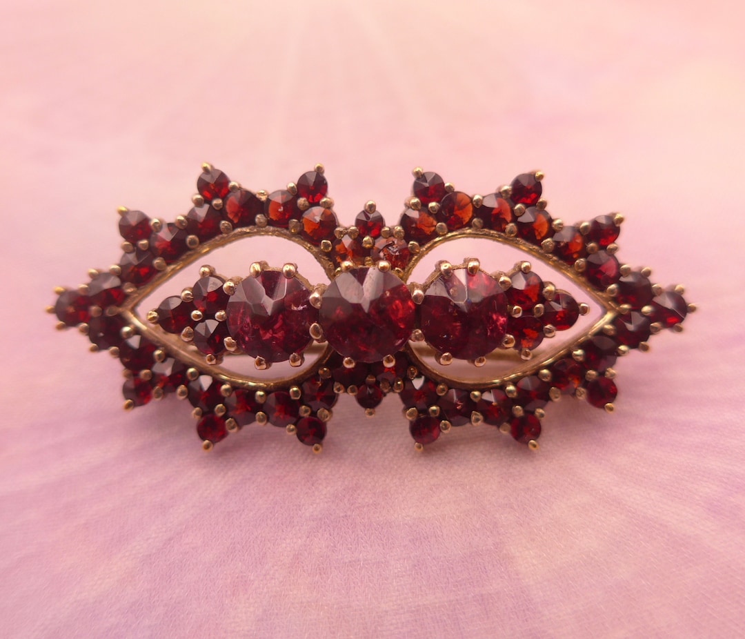 Vintage Bohemian Garnet Gilt Brooch Pin Czech Garnet Brooch Pin - Etsy