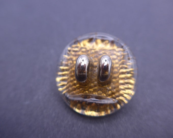 Vintage Art Glass Button - Retro Gold Clear Glass Modernist Button - Etsy