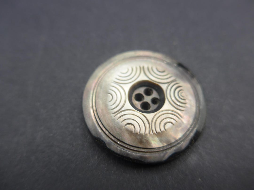 Vintage Grey Abalone Shell Carved Button - Etsy